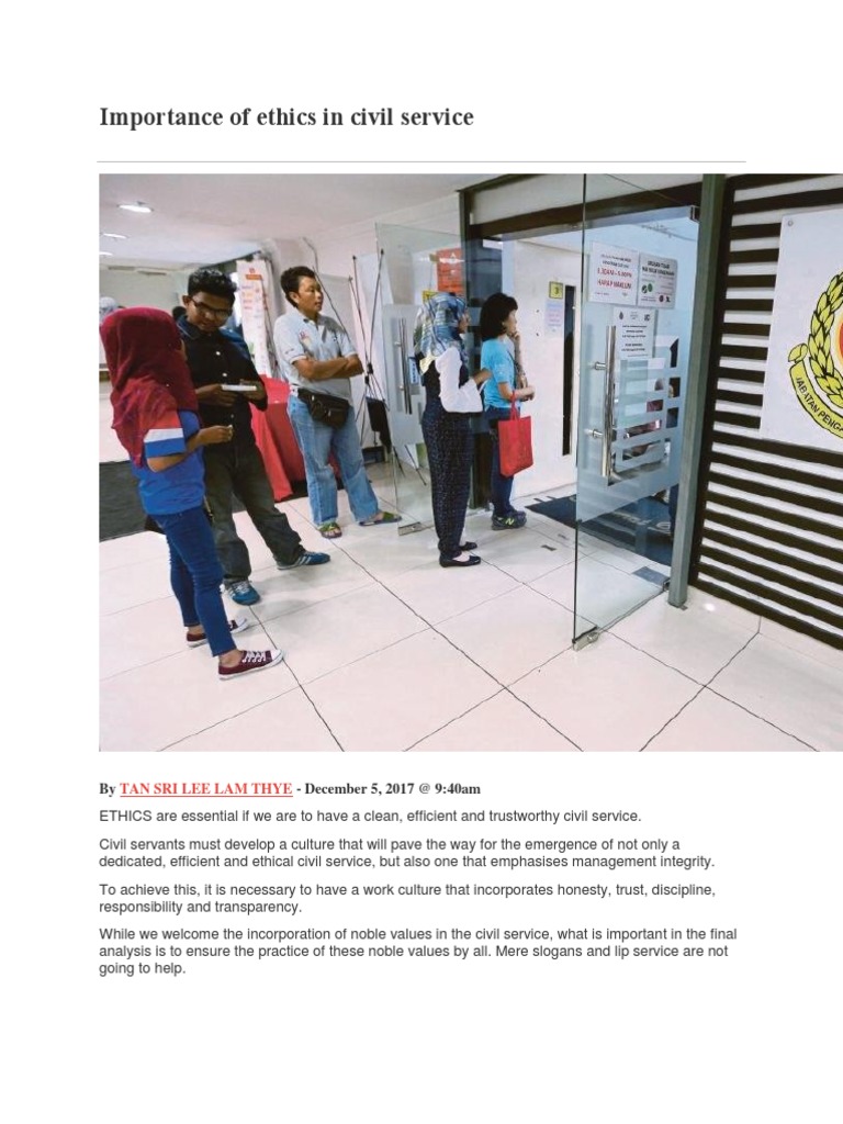 Importance of Ethics in Civil Service | PDF | Corruption | Integrity