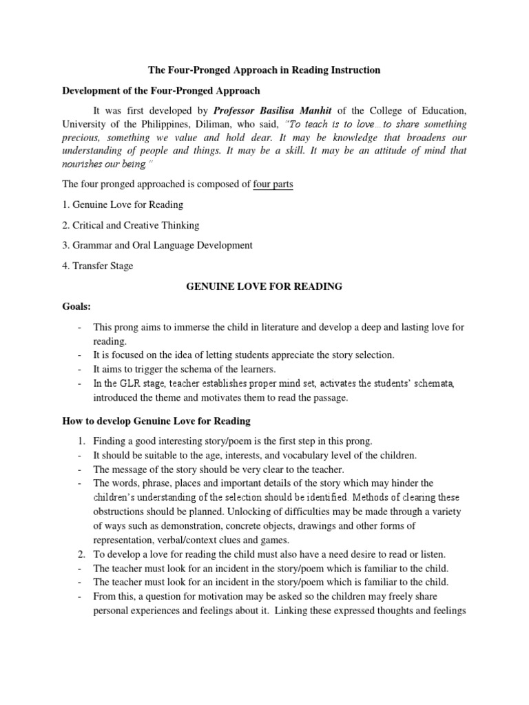 4 Pronged Approach 1 | PDF | Reading (Process) | Reading Comprehension