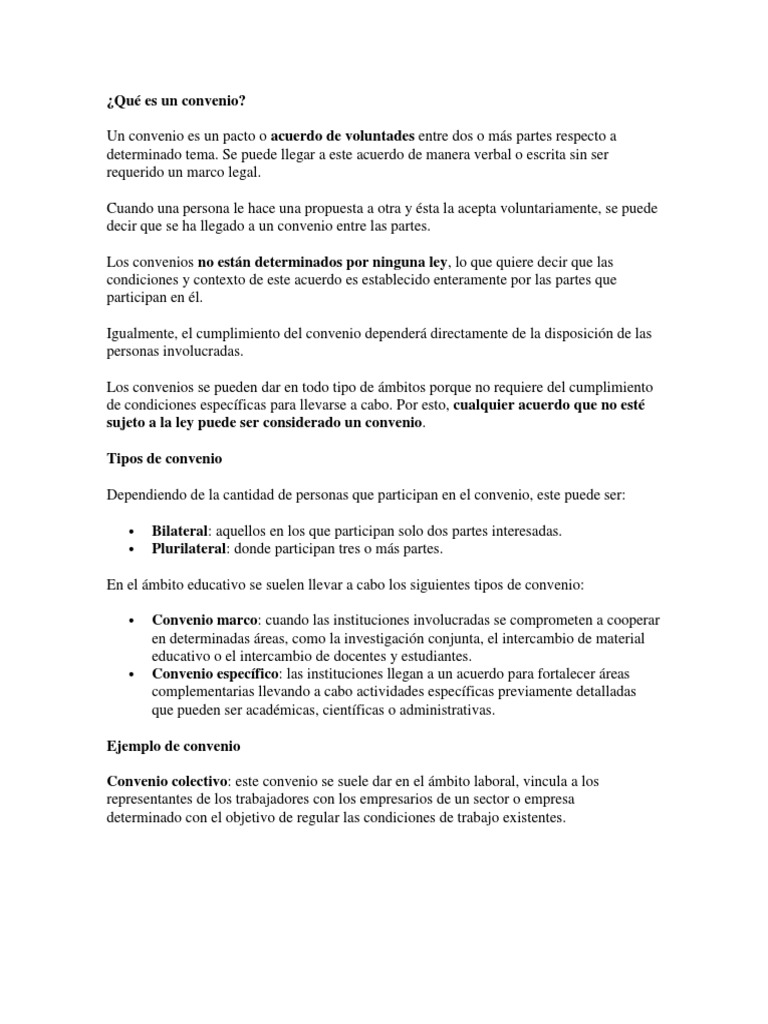 Qué Es Un Convenio | PDF
