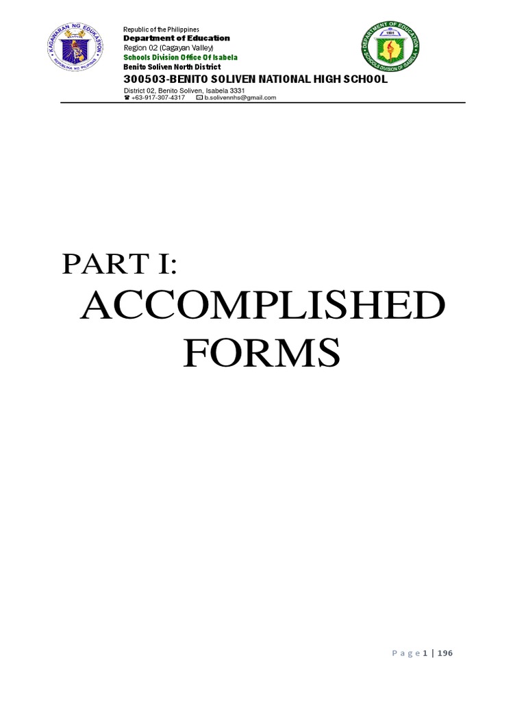 Accomplished Forms: 300503-Benito Soliven National High School | PDF ...