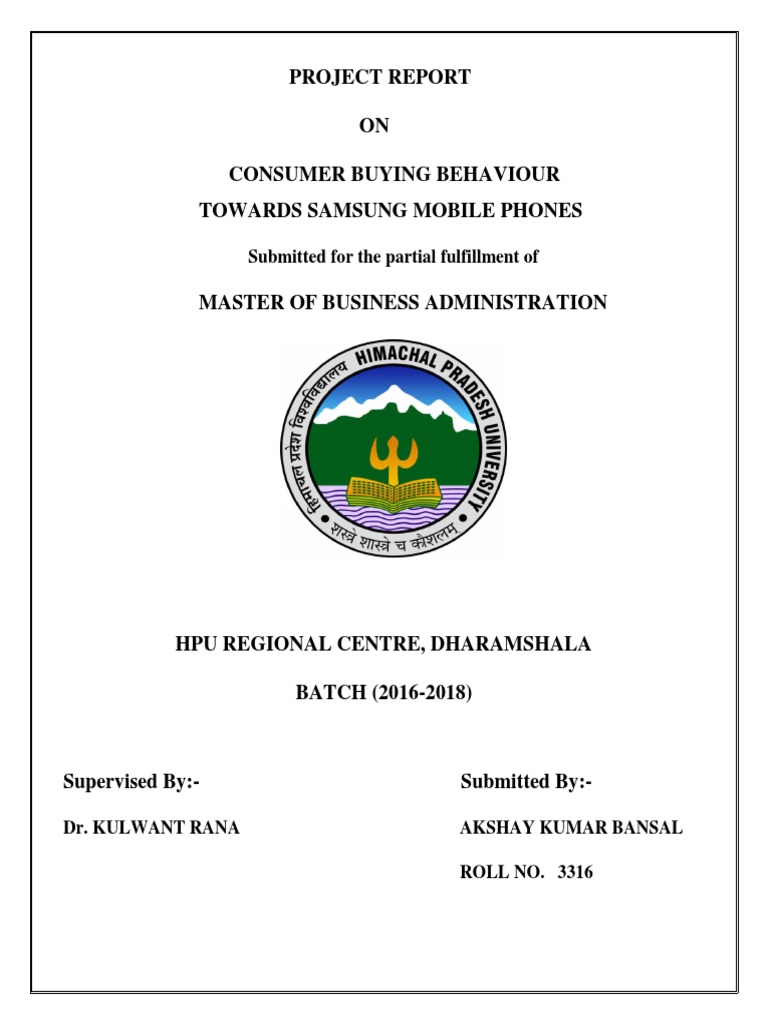 Project Report ON Consumer Buying Behaviour Towards Samsung Mobile ...