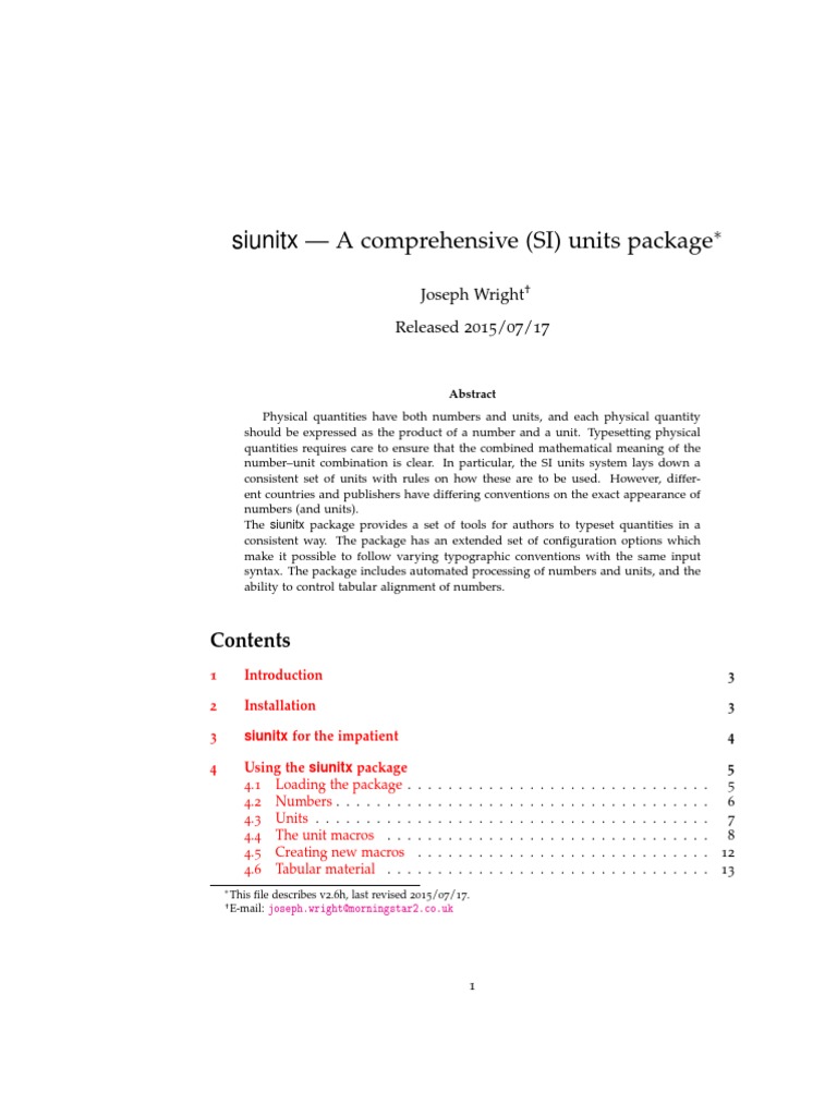 Siunitx - A Comprehensive (SI) Units Package: Joseph Wright Released ...