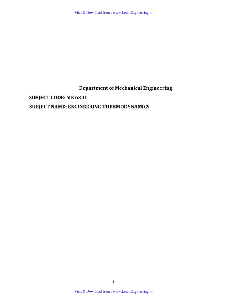 ME6301-SCAD-MSM - by WWW - LearnEngineering.in PDF | PDF | Thermodynamics | Entropy