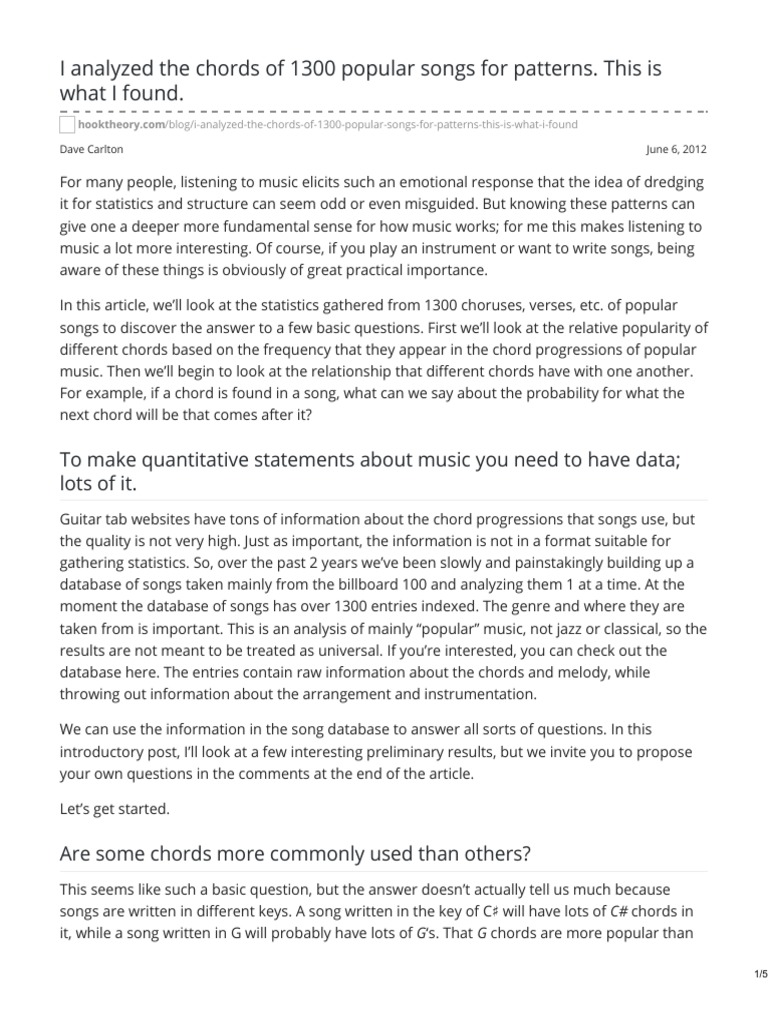 Most Popular Keys in Music | PDF | Chord (Music) | Song Structure