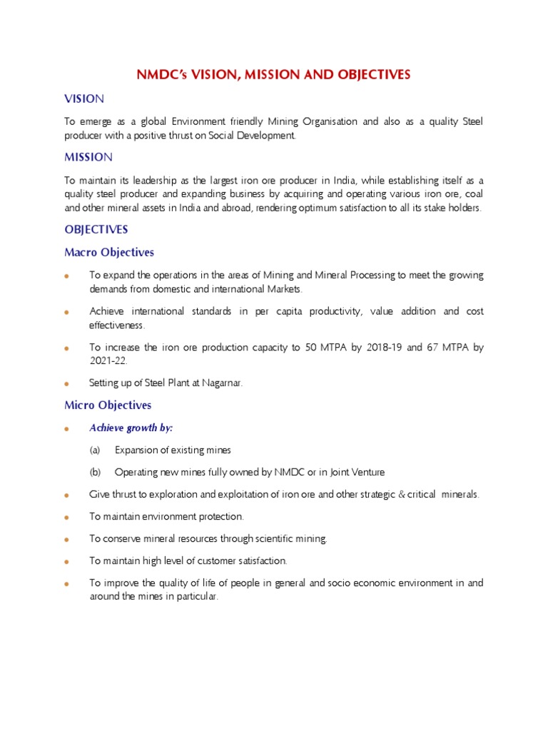 NMDC Vision and Mission Overview | PDF | Technology & Engineering