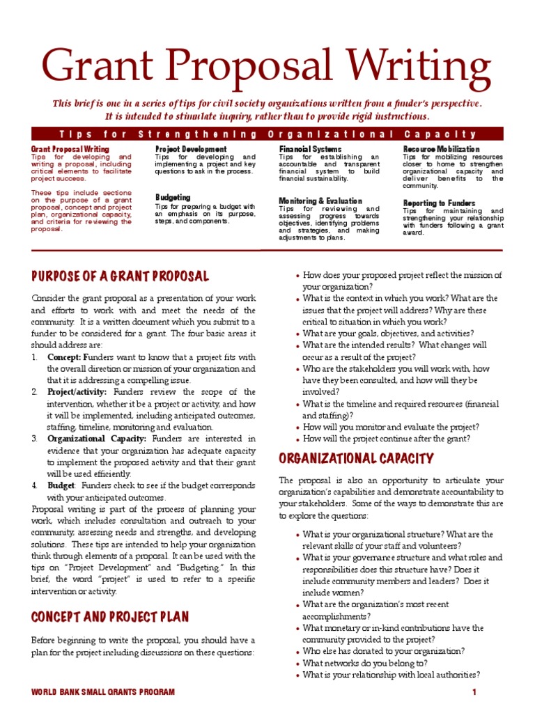 Grant Proposal Writing Tips for Success | PDF | Community | Evaluation