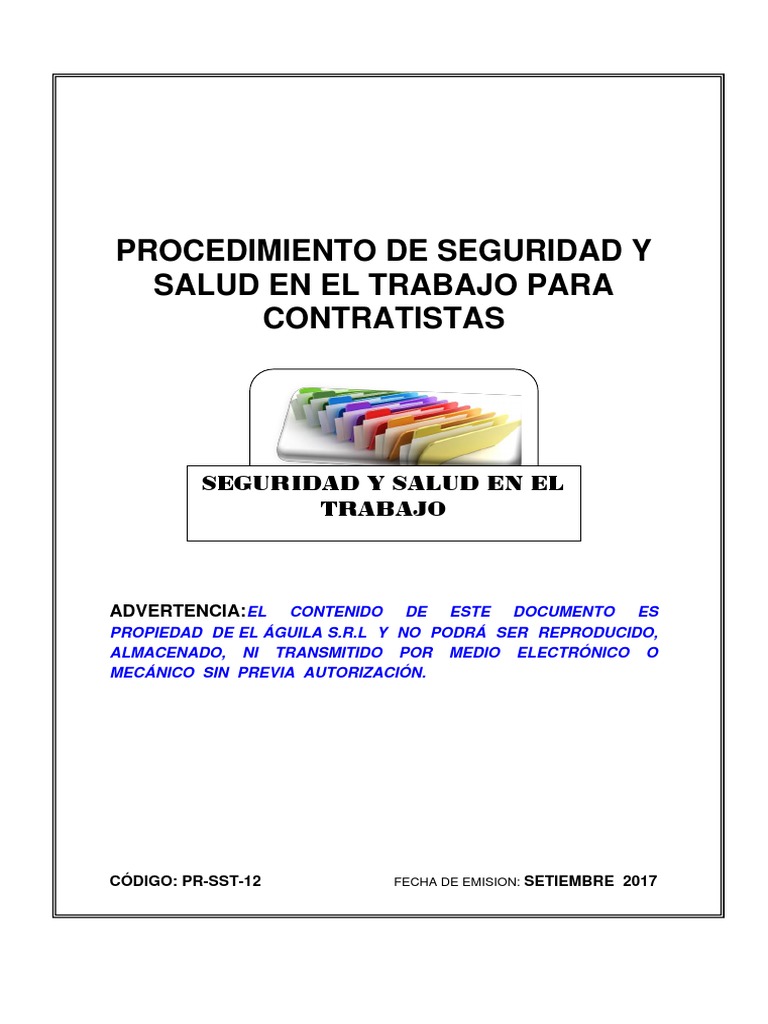 PR-SST-12 Procedimiento de Seguridad y Salud en El Trabajo para Contratistas | PDF | Bienestar ...