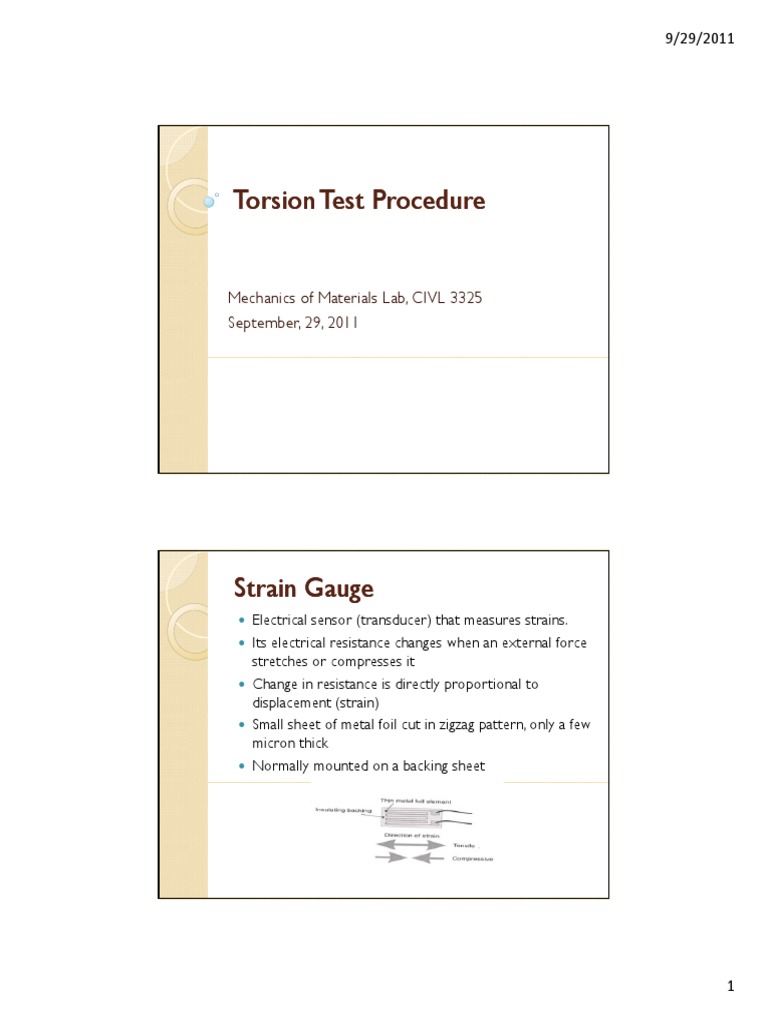 Torsion Test Procedure Torsion Test Procedure: Mechanics of Materials ...