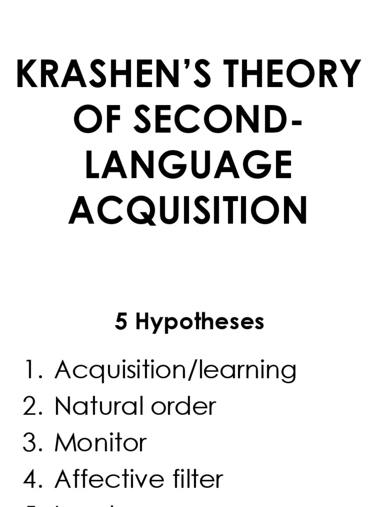 Krashens Theory Of Second Language Acquisition Pdf Second Language