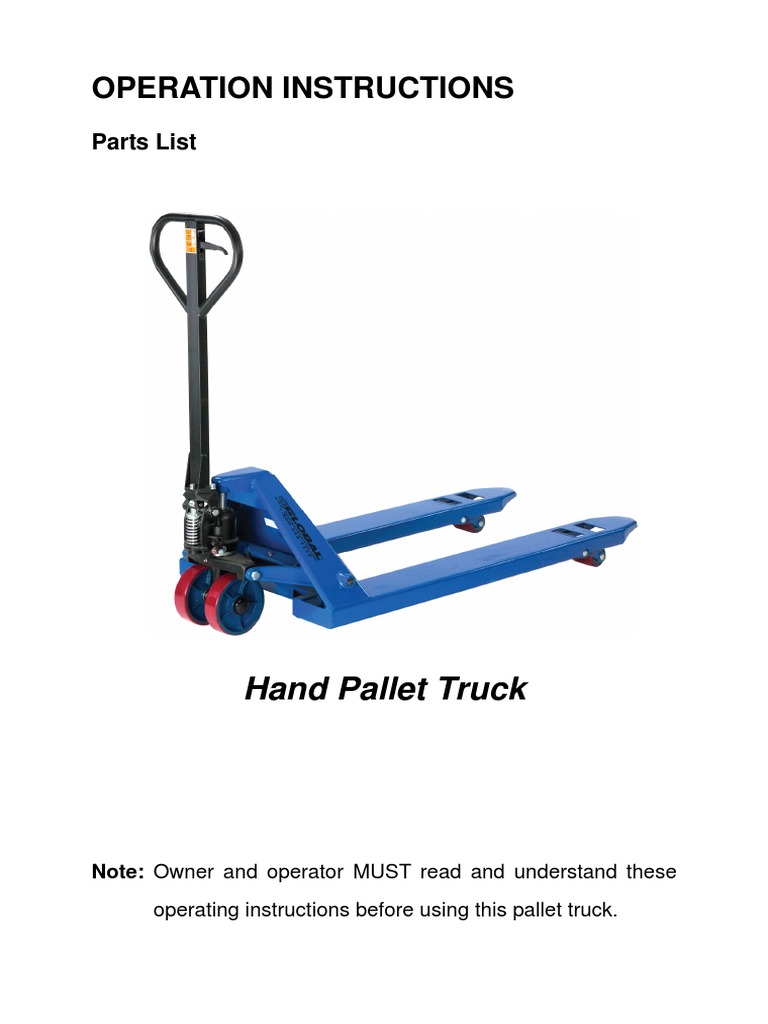 Manual Hand Pallet PDF | PDF | Bearing (Mechanical) | Axle
