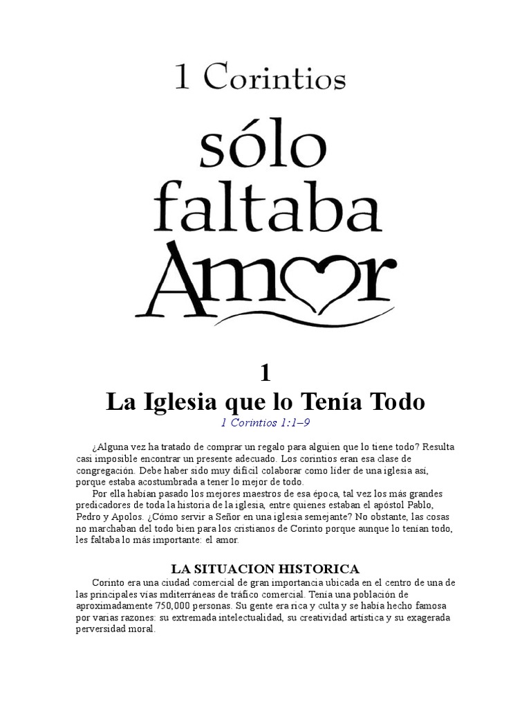 1 Corintios 1.1-9 Solo Faltaba Amor | PDF | Pablo el apóstol | Primera epístola a los corintios