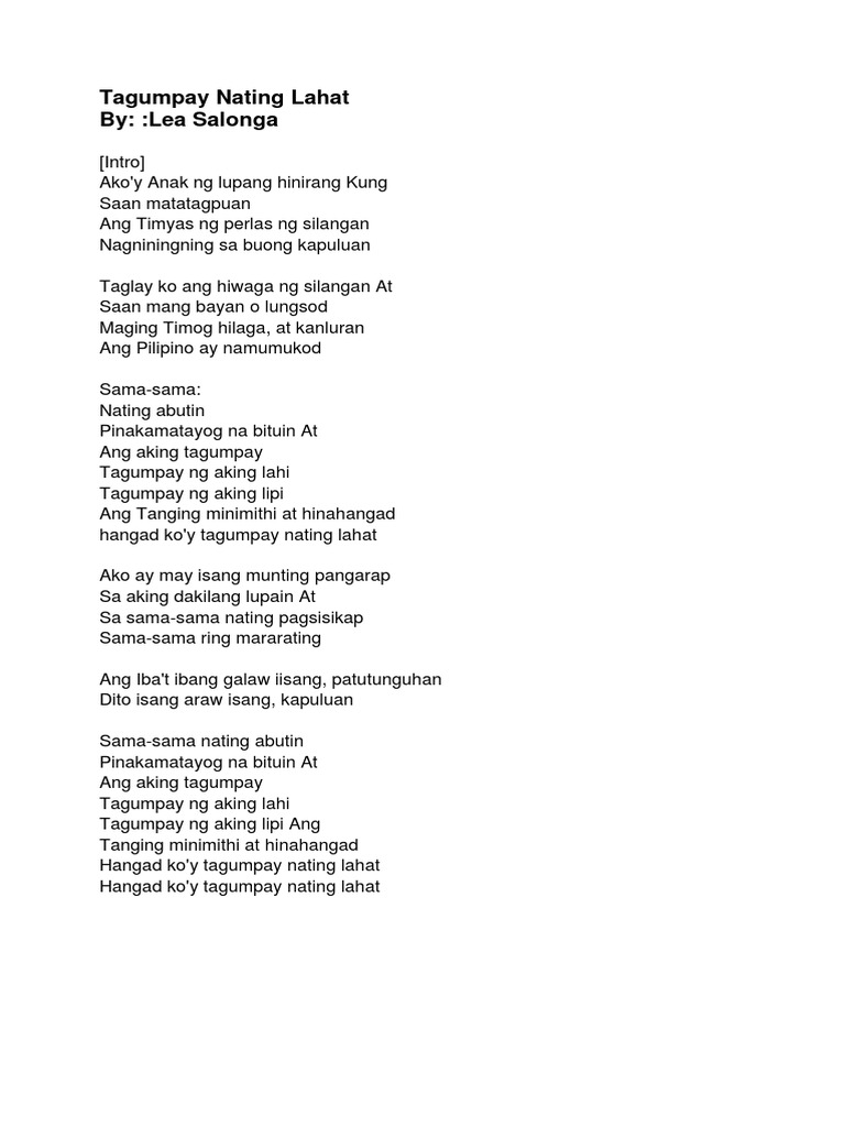 Tagumpay Nating Lahat | PDF