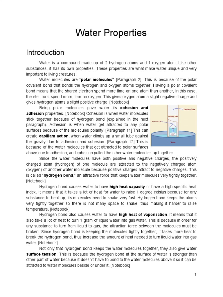Water Properties Lab Report | PDF | Properties Of Water | Chemical Polarity