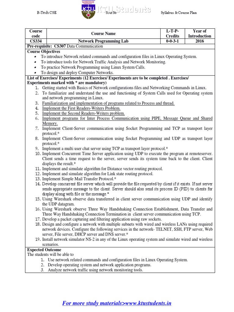 CS334 Network Programming Lab PDF | PDF | Client–Server Model | Computer Network