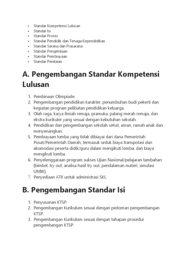 8 Komponen Standar Nasional Pendidikan (SNP) | PDF