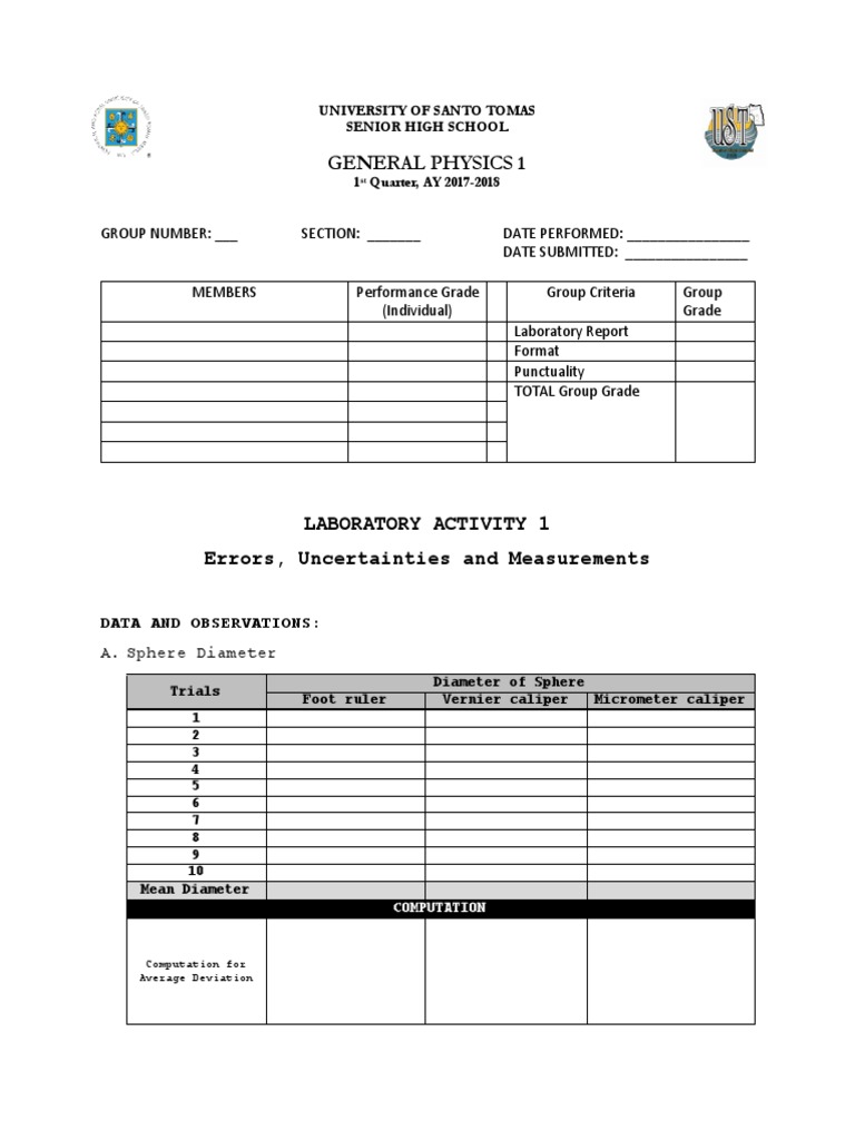 General Physics 1: University of Santo Tomas Senior High School | PDF