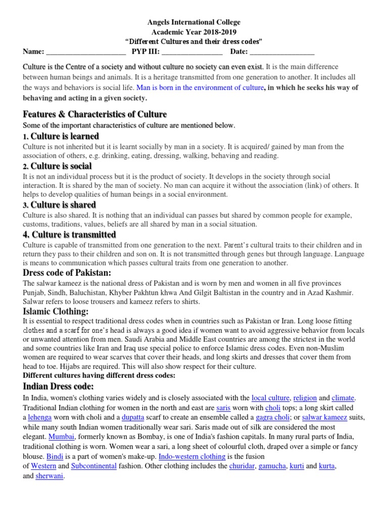 Global Dress Codes Across Cultures | PDF | Clothing | Human