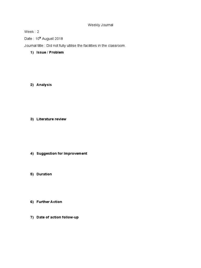 Weekly Journal Template Overview | PDF