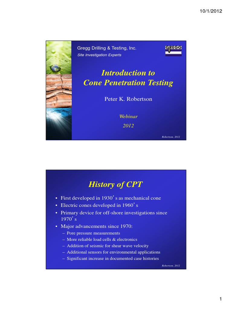 Intro To CPT PDF | PDF | Geotechnical Engineering | Soil Mechanics