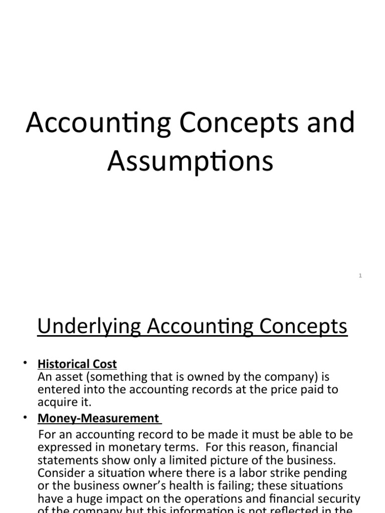 Key Accounting Concepts and Assumptions | PDF | Equity (Finance ...