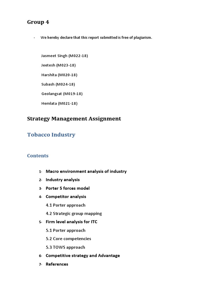 Tobacco Industry Analysis | PDF | Tobacco | Cigarette