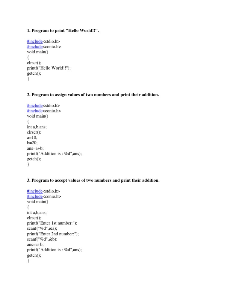 Programing Examples Using C | PDF | Numbers | Computer Programming