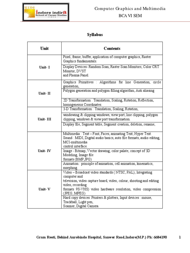 BCA VI Sem Computer Graphics & Multimedia | PDF | Cathode Ray Tube ...
