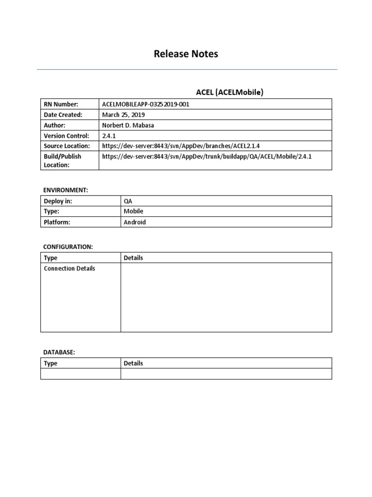 Release Notes Sample | PDF