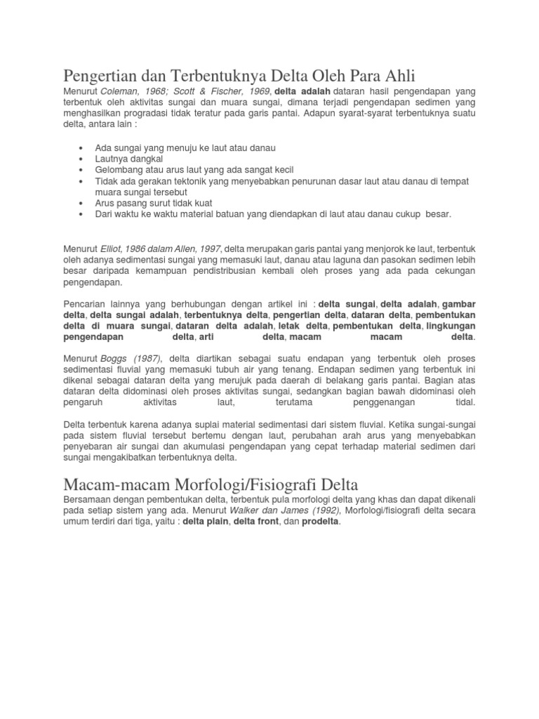 Pengertian Dan Terbentuknya Delta Oleh para Ahli | PDF