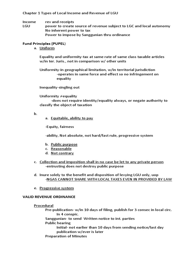 Types of Local Income and Revenue of LGU | PDF | Taxes | Government