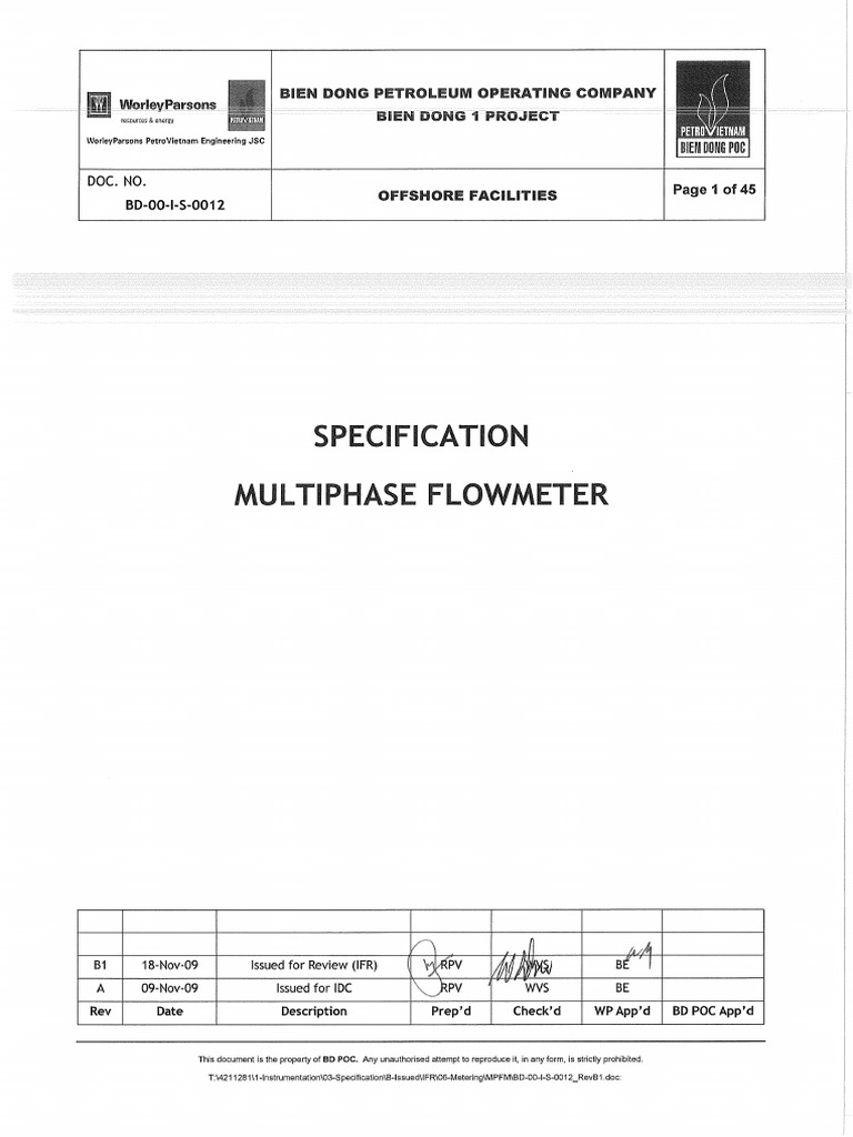 Multiphase Flow Meter Specification | PDF | Specification (Technical ...