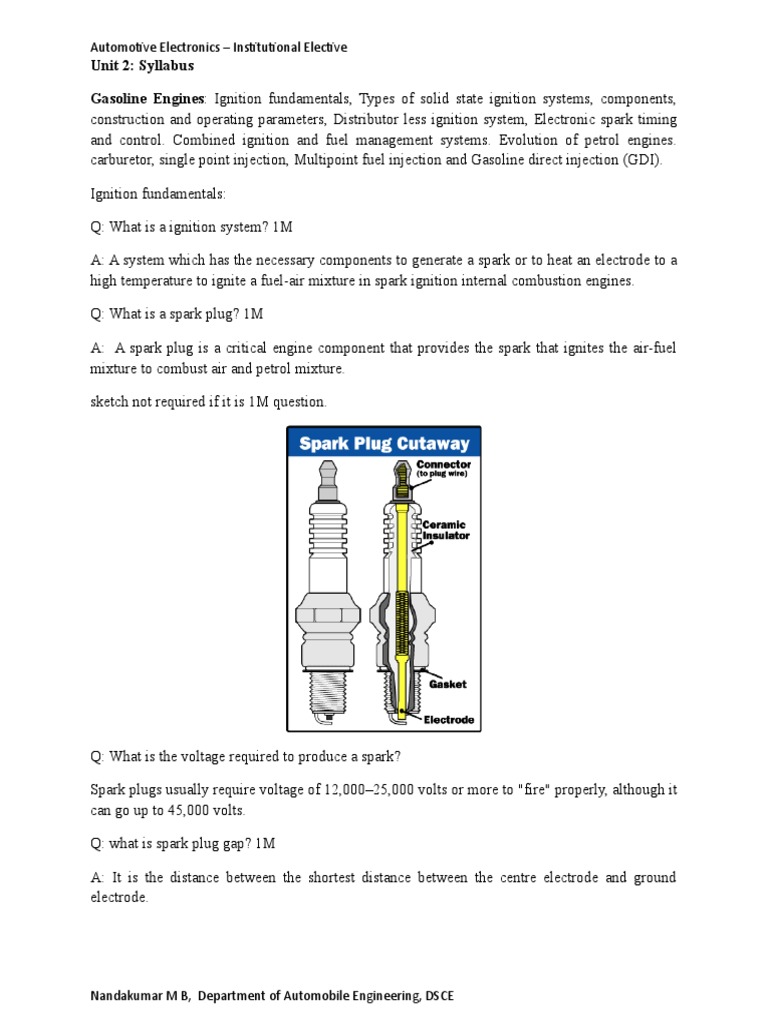 Combined Ignition and Fuel Control System, Petrol Engines | PDF ...