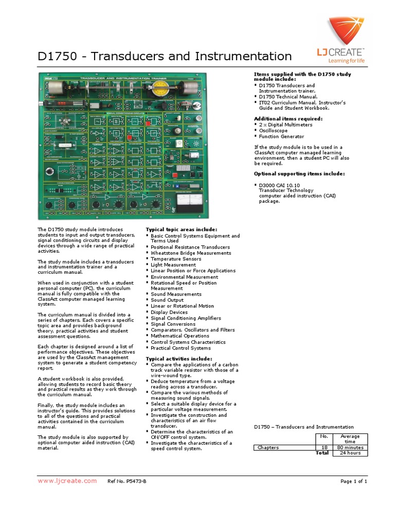 D1750 Transducers & Instrumentation Guide | PDF | Instrumentation ...