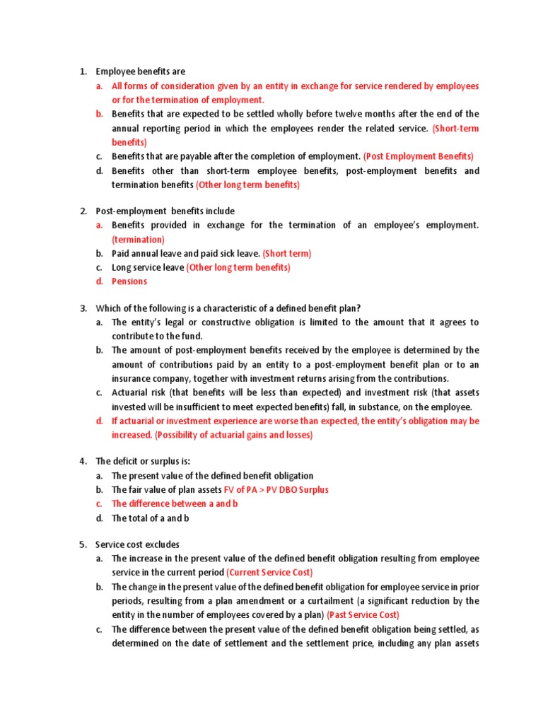 EMPLOYEE-BENEFITS Answerkey | PDF | Defined Benefit Pension Plan ...