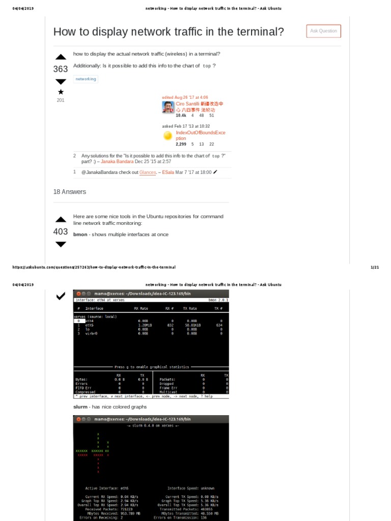 Networking - How To Display Network Traffic in The Terminal - Ask ...