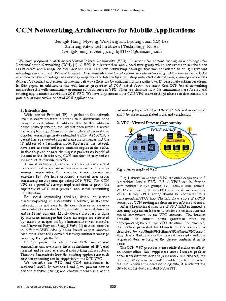 CCN Networking Architecture For Mobile Applications | PDF | Internet Protocols | Computer Network
