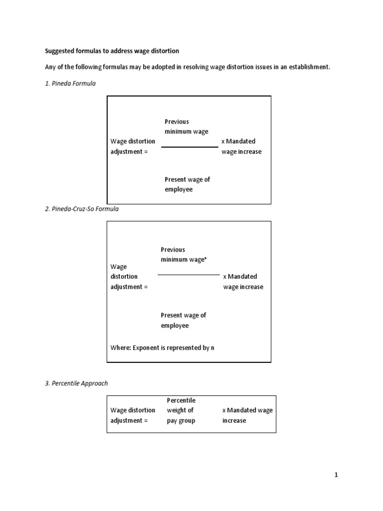 Formulas to Determine Wage Adjustments for Addressing Wage Distortion ...