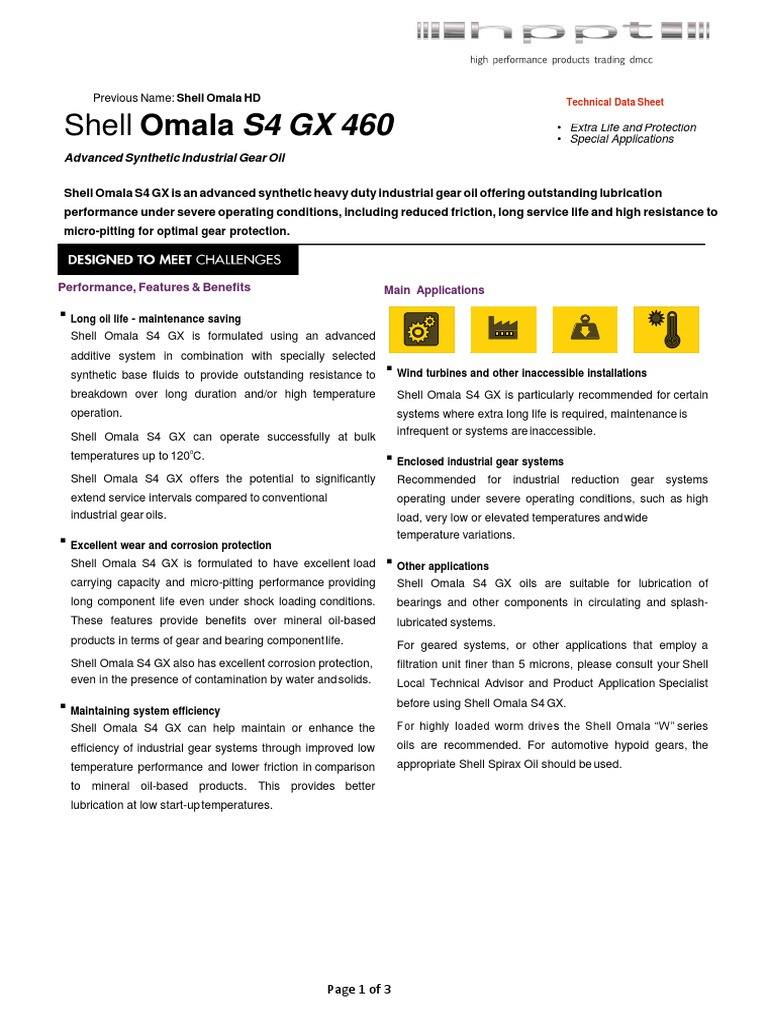 UAE Shell Omala S4 GX 460 | PDF | Lubricant | Bearing (Mechanical)