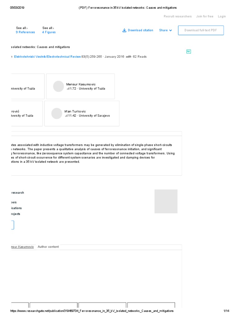 Ferroresonance In Potential Transformers Pdf Inductance Transformer