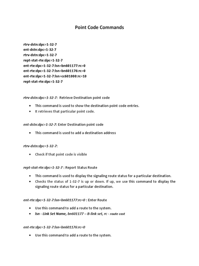 Point Code Command Overview | PDF | Computers