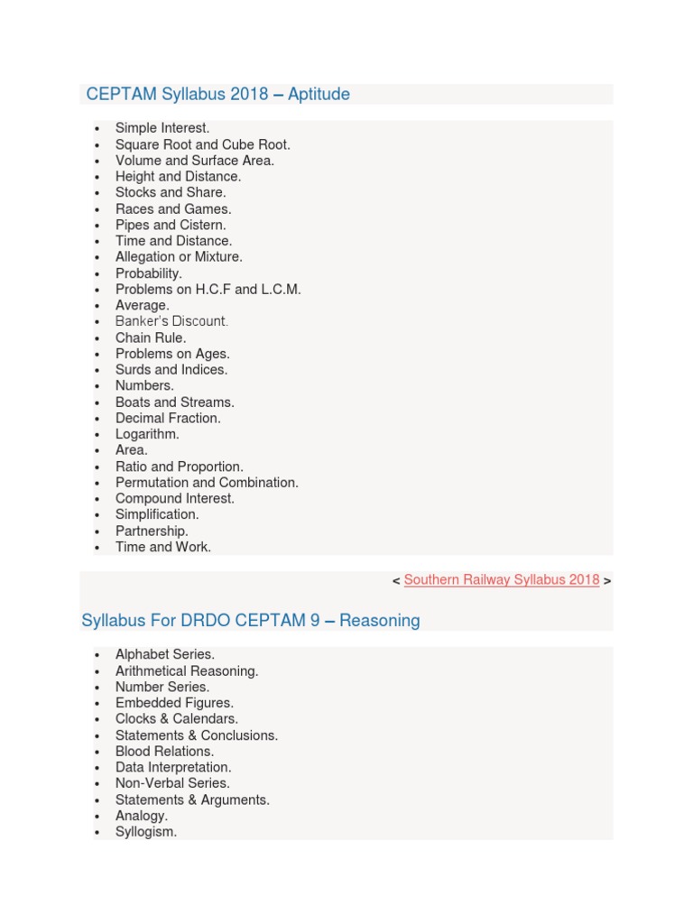 CEPTAM Syllabus 2018 - Aptitude | PDF