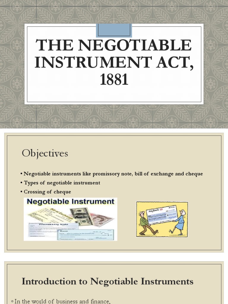 The Negotiable Instrument Act, 1881 | Download Free PDF | Negotiable ...