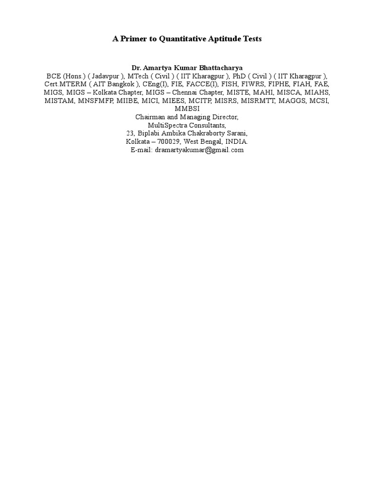 A Primer To Quantitative Aptitude Tests PDF | PDF | Line (Geometry) | Area