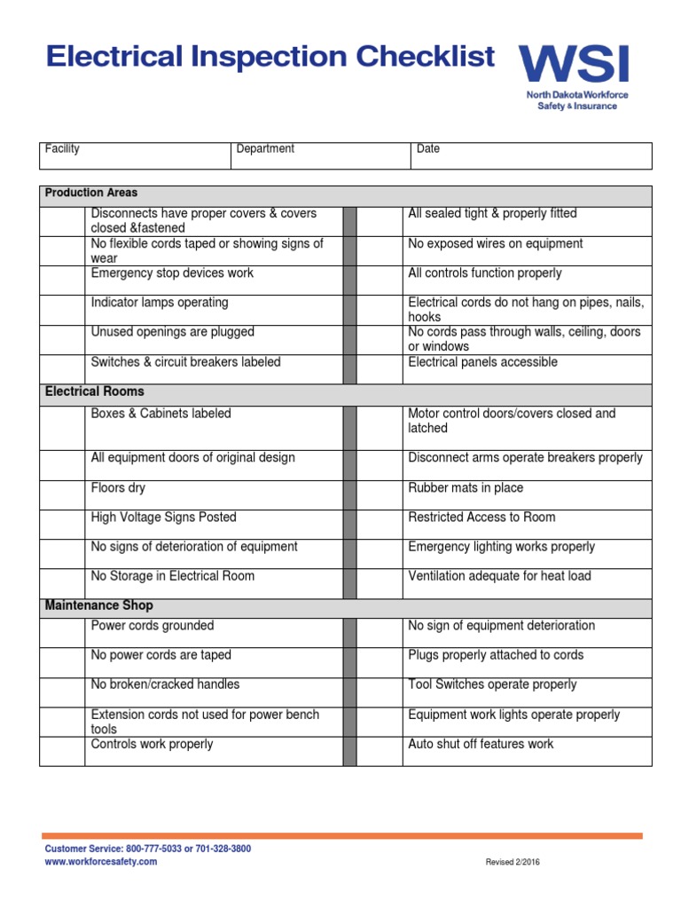 Industrial Electrical Inspection Checklist 25+ Inspection Checklist