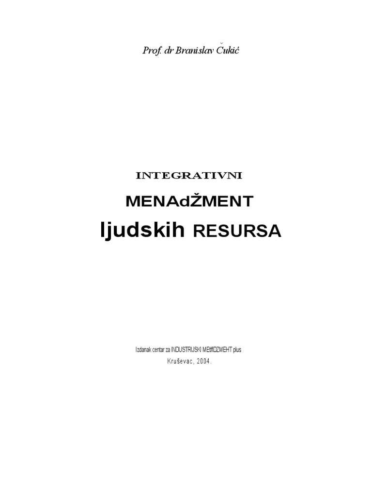 Branislav Cukic Menadzment Ljudskih Resursa | PDF