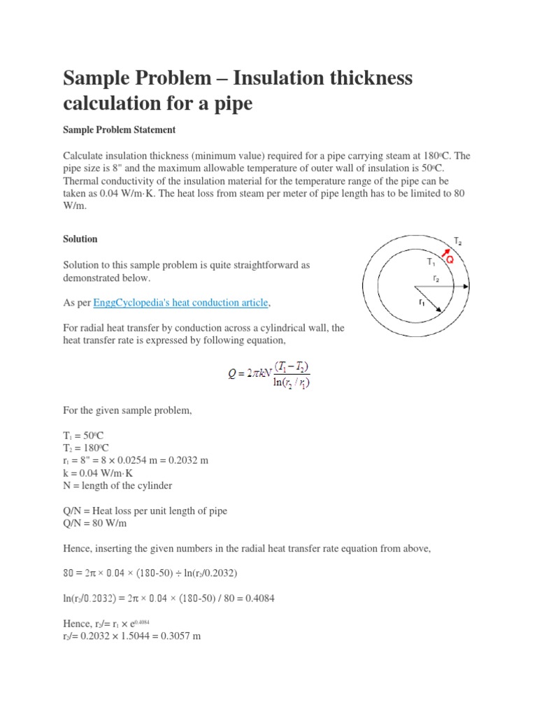 Insulation Thickness Calculation for Pipes | PDF | Thermal Insulation ...