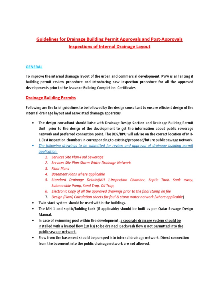 Guidelines For Drainage Building Permit Approvals and Post-Approvals ...