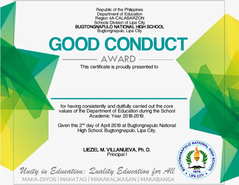 Good Conduct Award 2018-2019 | PDF