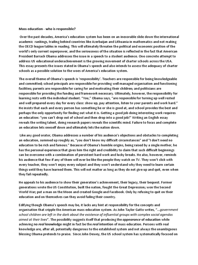 Who Is Responsible for Mass Education in America | PDF | Charter School ...