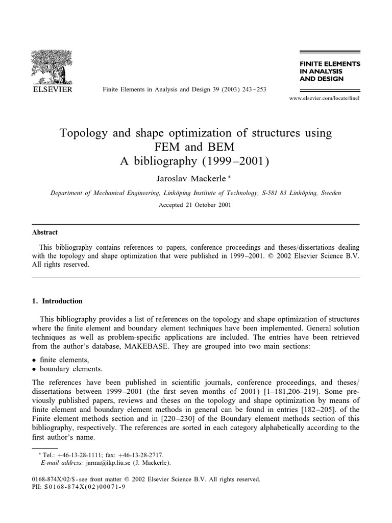 Topology and Shape Optimization of Structures Using Fem and Bem A ...